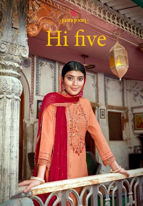 Rangoon Hi Five Silk Work Designer Readymade Suit: Textilecatalog