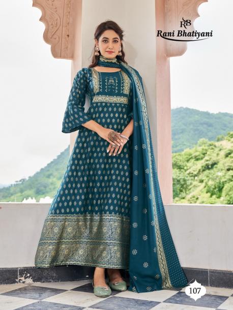 Rani Bhatiyani Studio Rayon With Foil Print Kurti With Dupatta ...