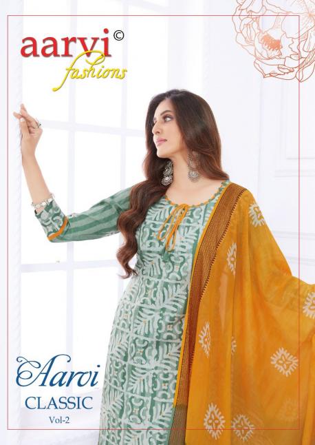 Aarvi Classic Vol-2 Cambric Cotton Wax Embroidery Designer Dress ...