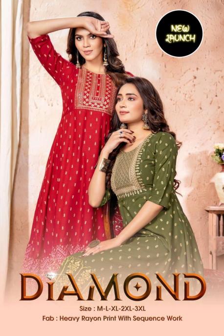 Golden Diamond Rayon Exclusive Fancy Designer long Kurti Collection ...