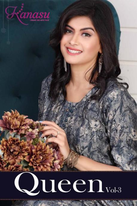 Kanasu Queen Vol 3 Chanderi Print Designer Kurti Collection: Textilecatalog