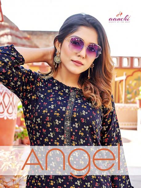 Aanchi Angel Rayon Exclusive Designer Kurti Collection: Textilecatalog