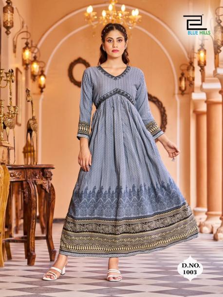Blue Hills Monaco Alia Cut Designer Kurti Collection: Textilecatalog
