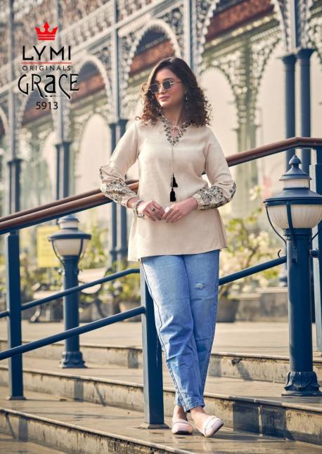 Lymi Grace Viscose With Border Work Ladies Top Collection: Textilecatalog