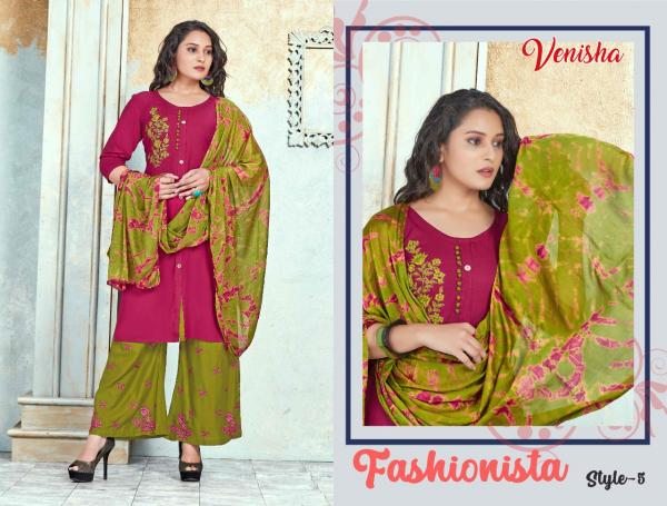 Venisha Natural-Rayon-Kurti-With-Bottom-And-Dupatta: Textilecatalog