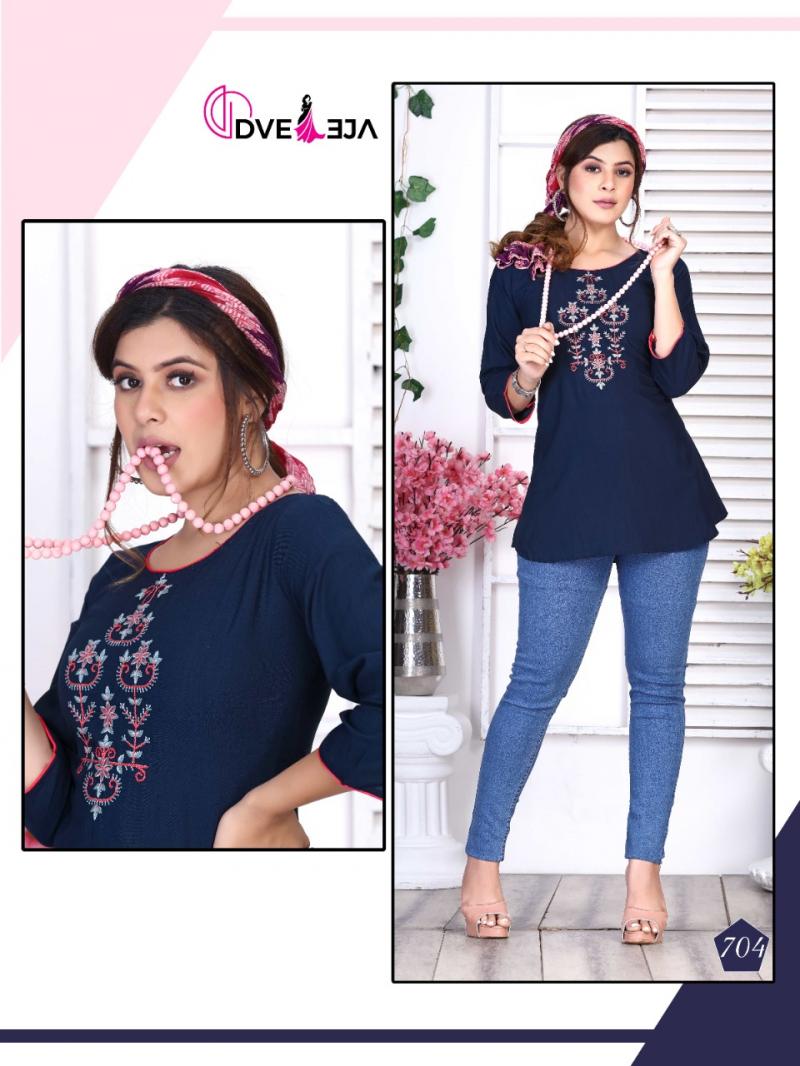 Dveeja Jennifer Fancy Rayon Work Western Tops Collection: Textilecatalog