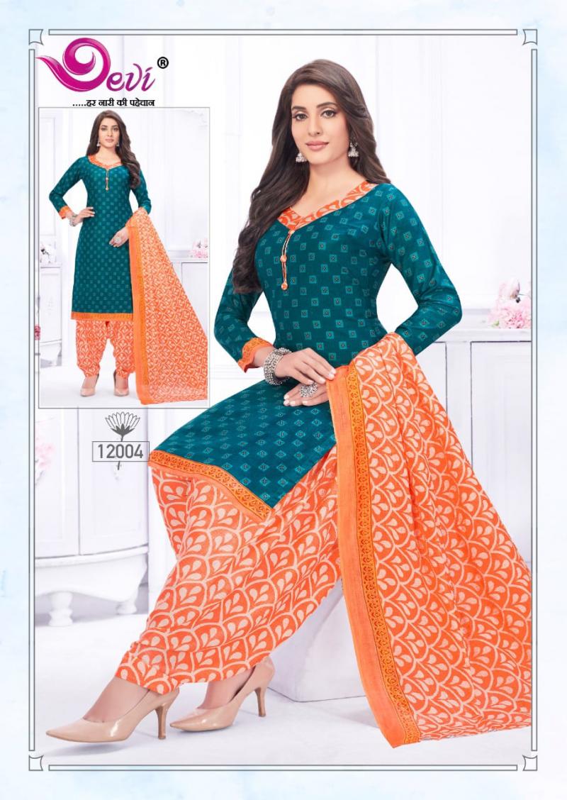 Devi Icon Vol-12 Cotton Designer Patiyala Dress Mater: Textilecatalog