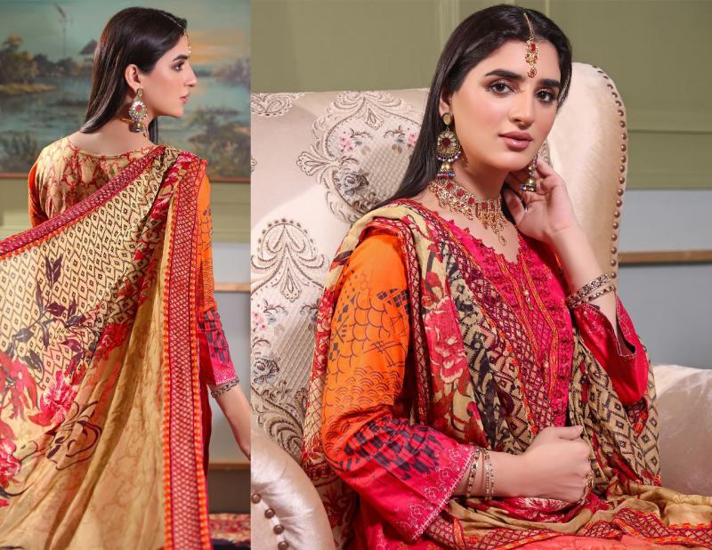 Apna Razia Sultan-38 Cotton Designer Printed Dress Material: Textilecatalog