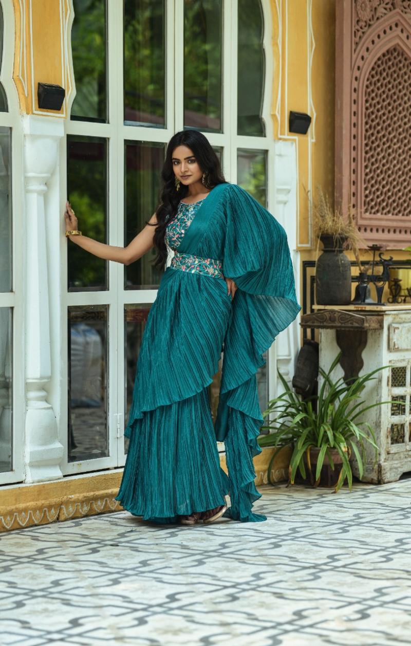 Zara 04 Beautiful Embroidery Ruffle Saree Collection: Textilecatalog