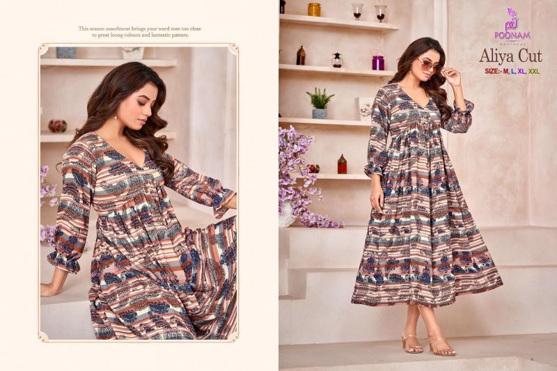 Poonam Aliya Cut Designer Printed Long Kurti Collection: Textilecatalog