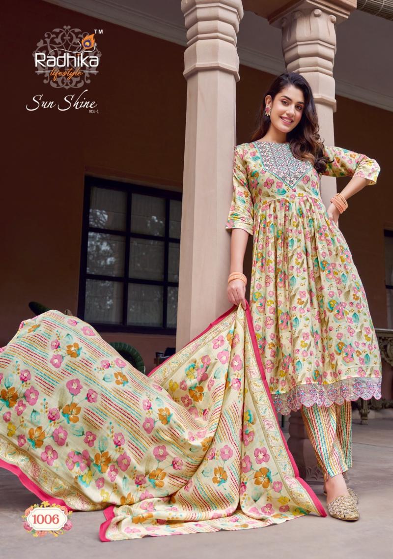 Radhika Sunshine Vol 1Naira Cut Kurti Pant With Dupatta Collection ...